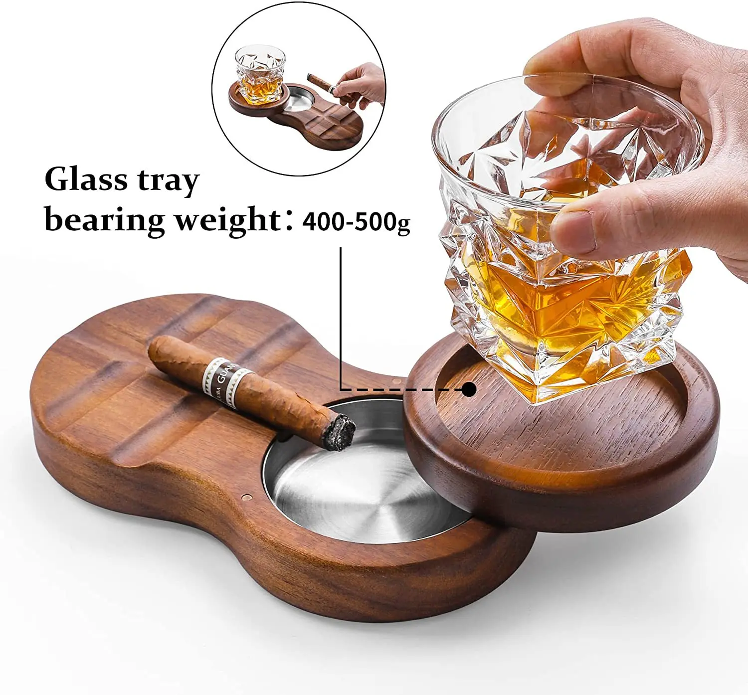 Solid Wooden Cigar Organizer Vintage Wooden Ashtray Desktop Ashtray ...