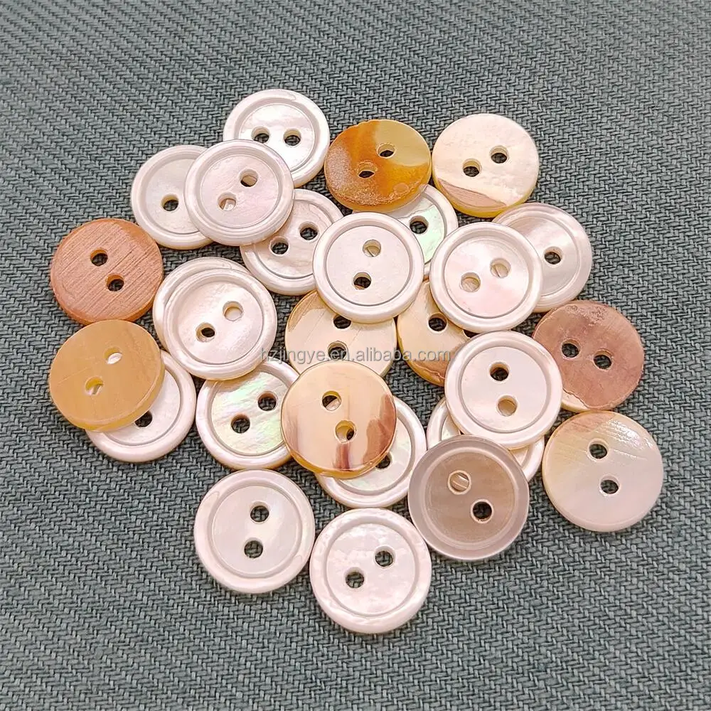 18L Two Holes One Side White Mother of Pearl Shell Button with Skin ...