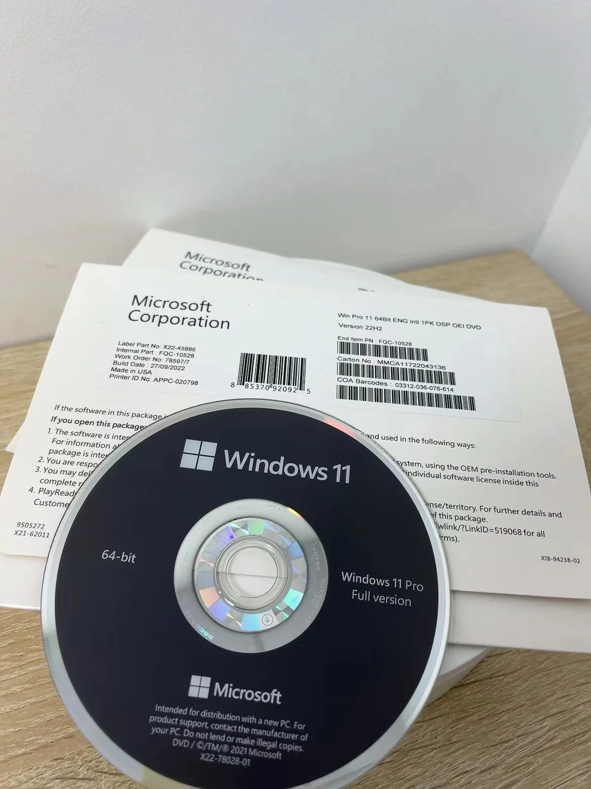 Windows 11 Pro Dvd Pack Global Online Activation(1 Pack= 5 Pcs ...