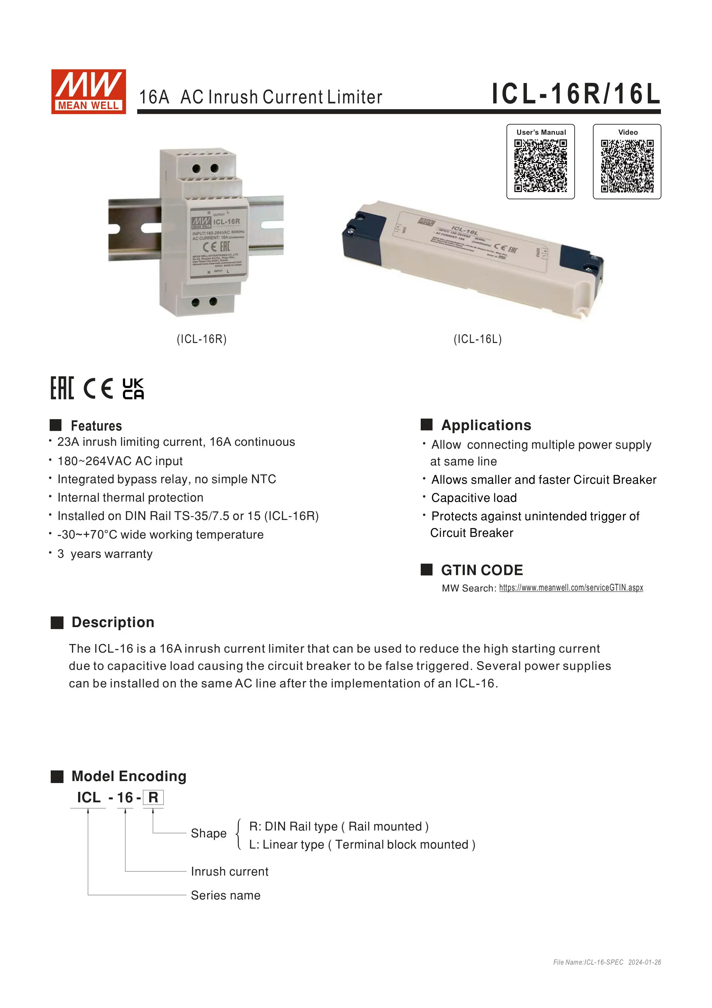 ICL-16L ICL-28 ICL-28LSwitching Power Supply ICL-16R/16L/28R/28L AC ...