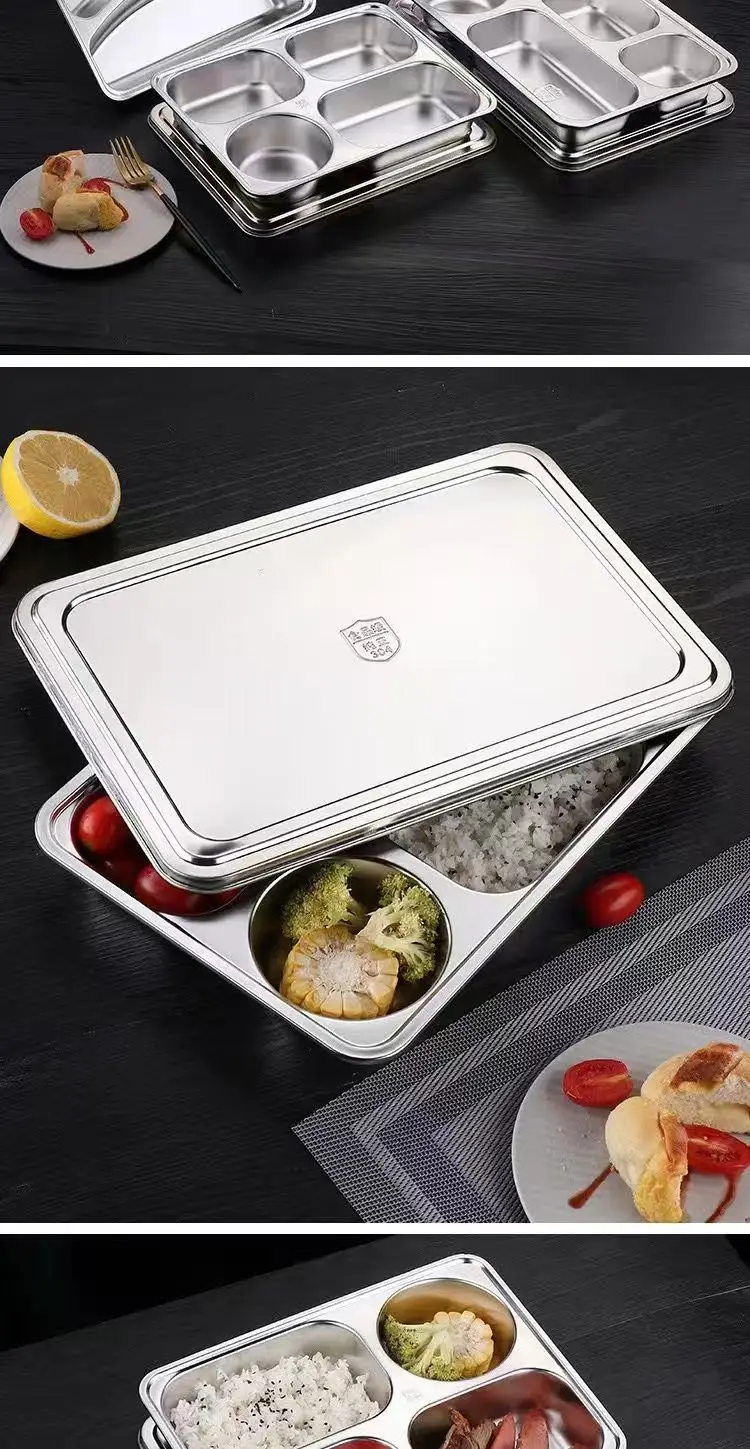 304 Stainless Steel Dinner Plate Food Tray for School Children Dinner ...