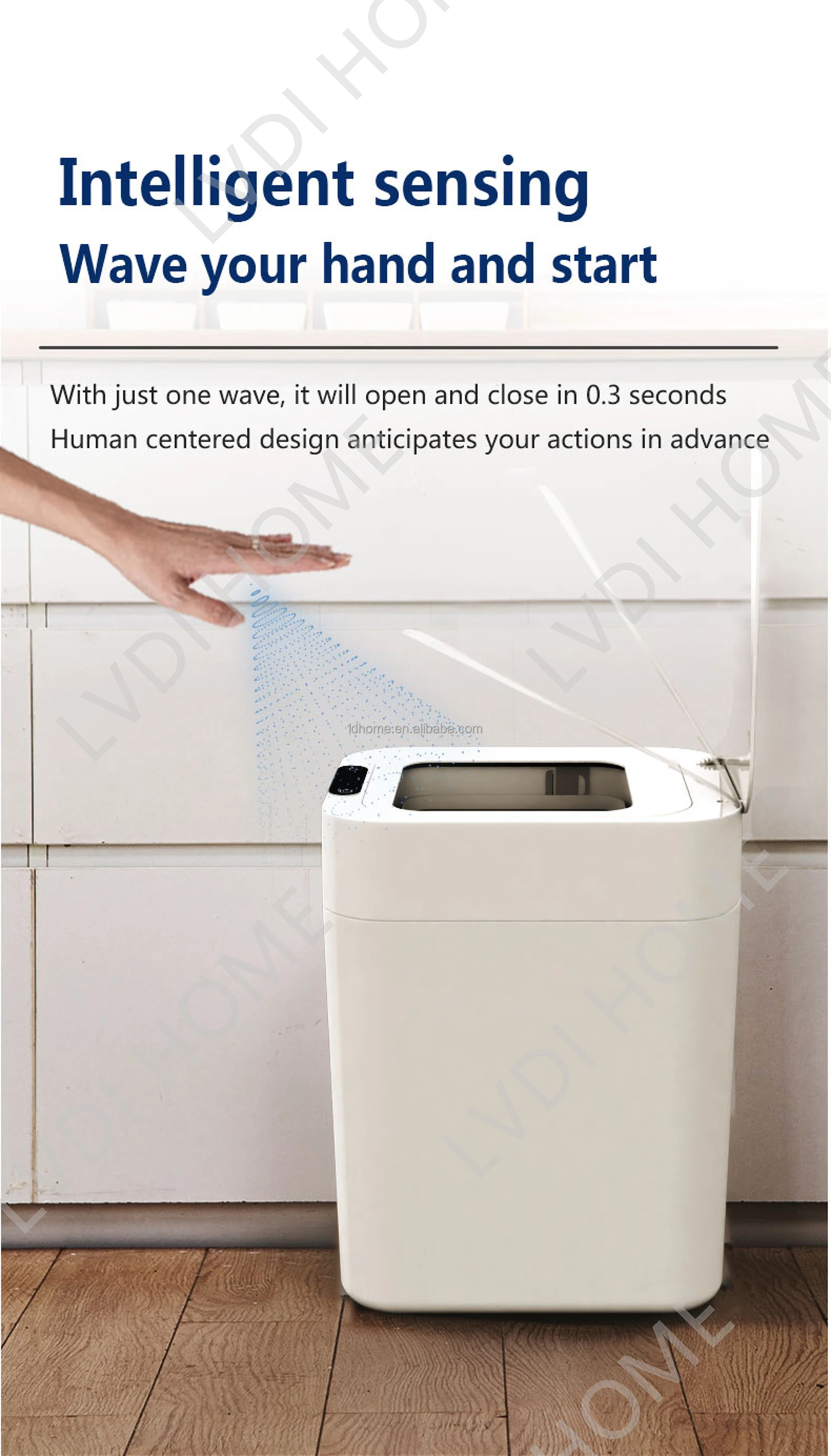 20L Self Sealing Diaper Pail Bin Automatic Trash Garbage Can Smart ...