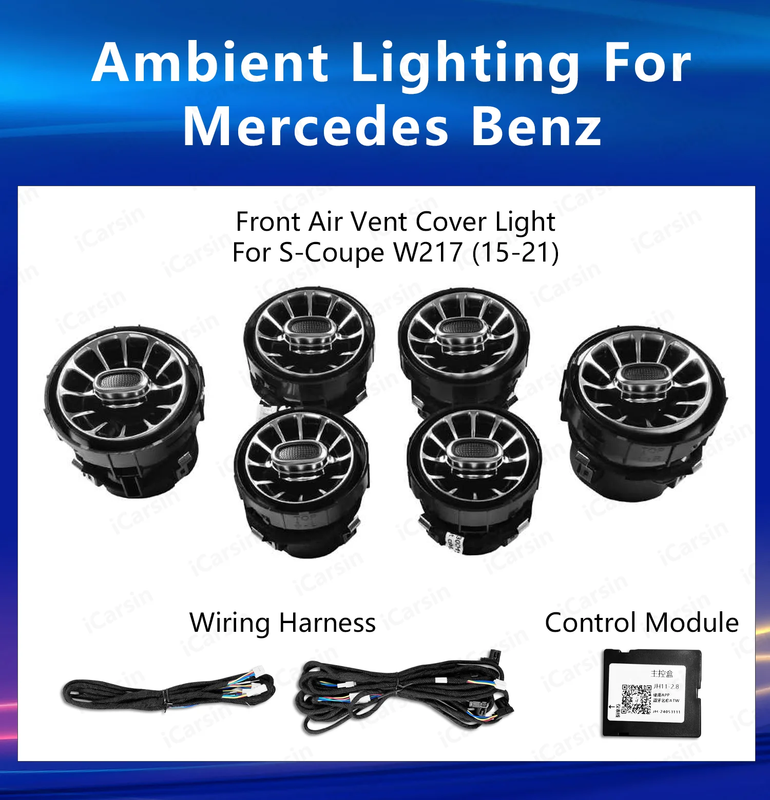 ICarsin Upgrade 64 Color LED Interior Ambient Lighting for Mercedes ...