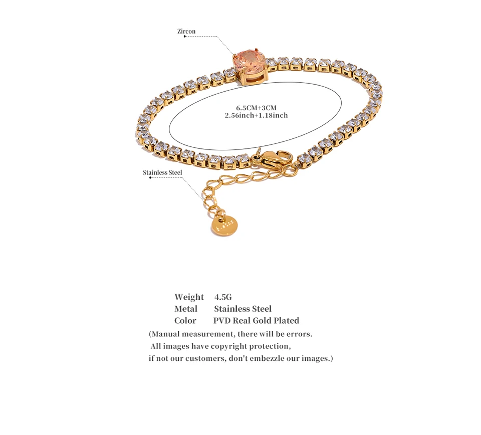 JINYOU 2093 Waterproof Luxury Cubic Zirconia Bling Chain Bracelet ...