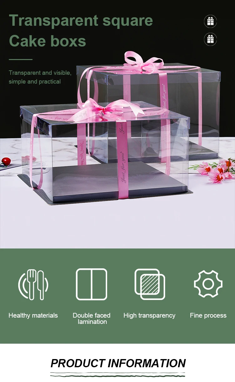 Wholesale Clear Square Birthday with Lid Cake Box Custom Specifications