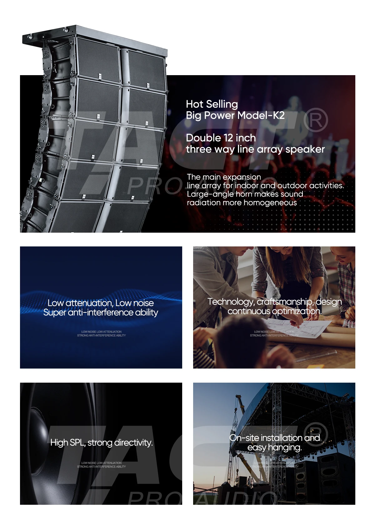 TACT Dual 12 Inch 3-Way Line Array Speaker - Outdoor Pro Sound