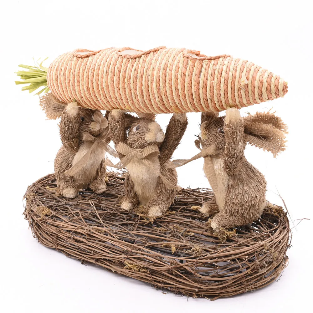 Gy Bsci Easter Cattail Bunny Decoration Figurines Rabbit Straw Factory ...