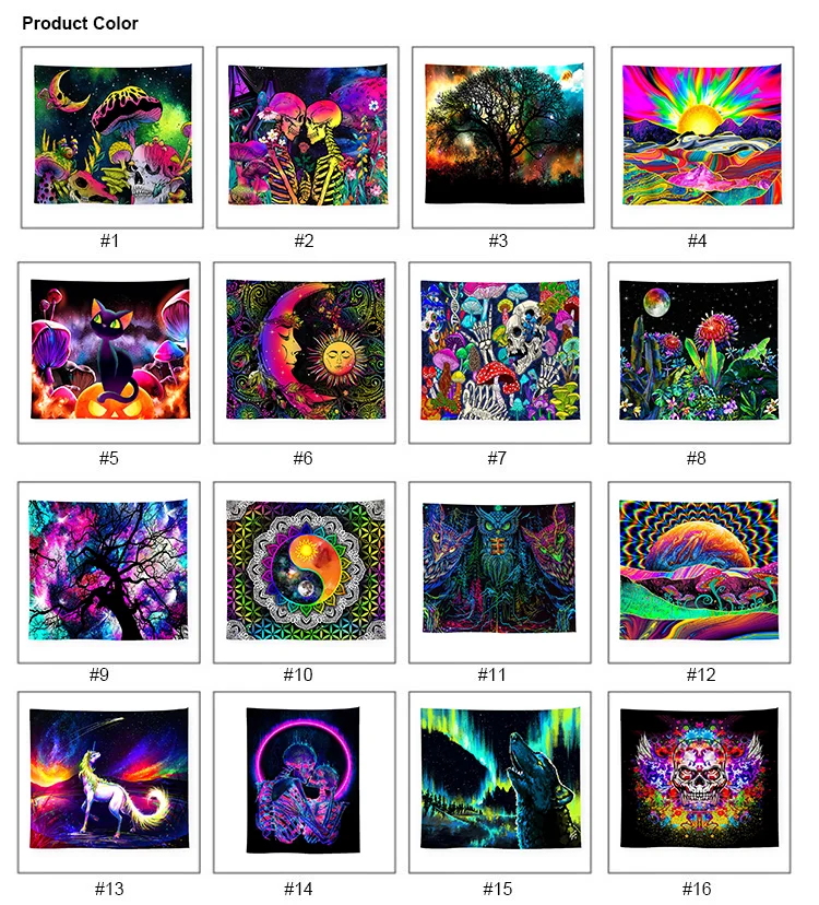 New Design Trippy Blacklight Uv Reactive Print Plant Moon Starry Sky ...