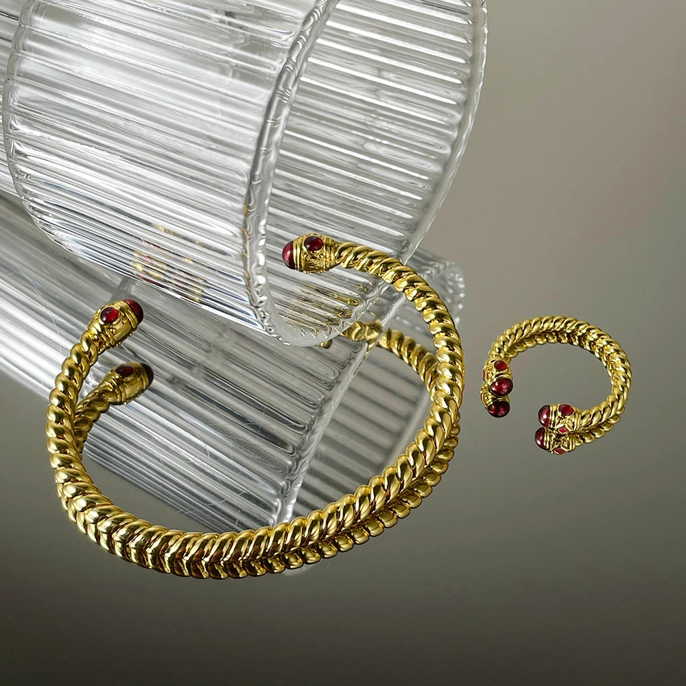 Twist Shape Red Epoxy Open Adjustment Ring INS Accessories Rings 18K ...