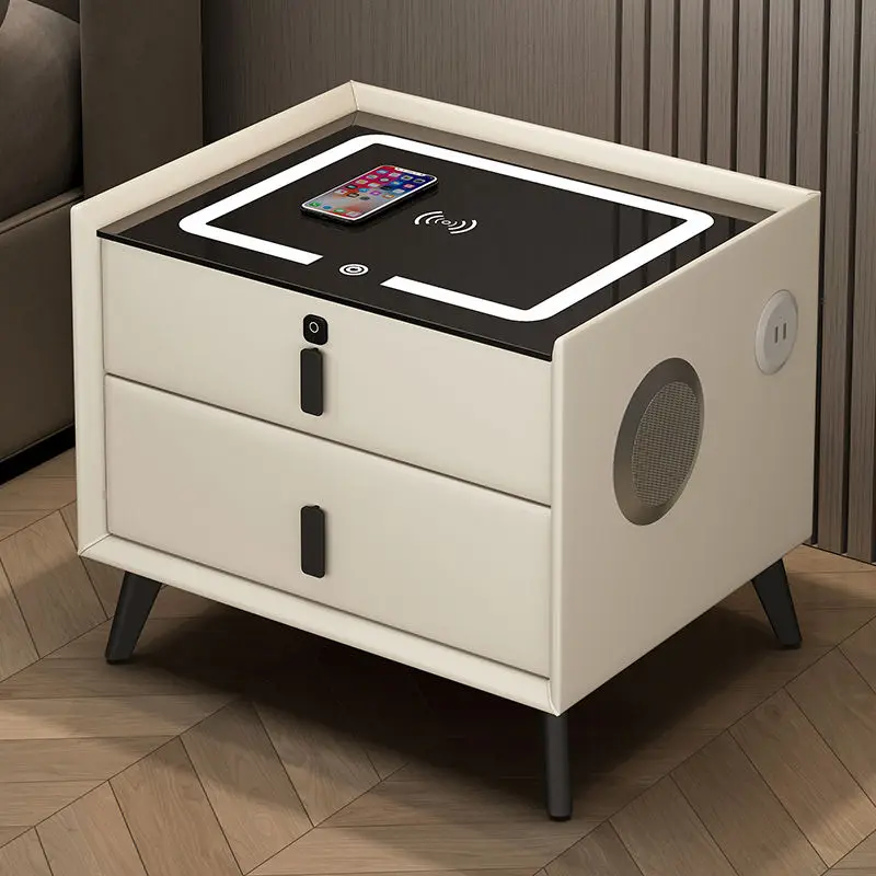 Smart Wireless Charging Bedroom Nightstand Table With Fingerprint Lock ...