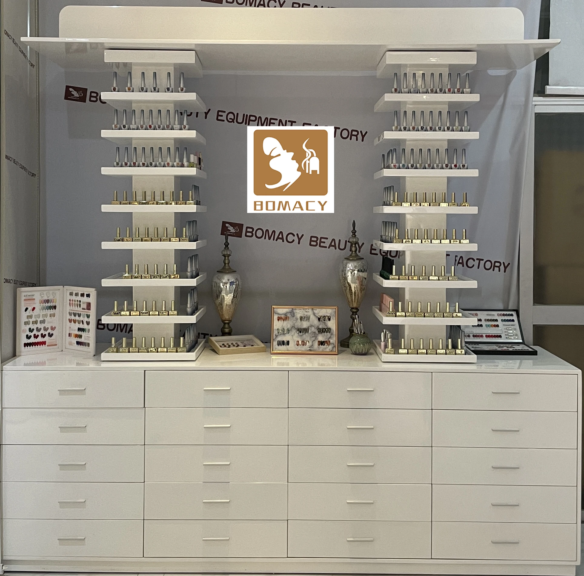 Gel Storage Wood Shelves for Cosmetic Store Klar Rotating Acrylic Art ...