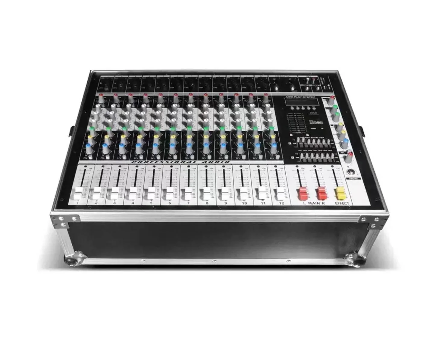 8 Ways Professional Stage Performance Audio Mixer with Amplifier Flight Box