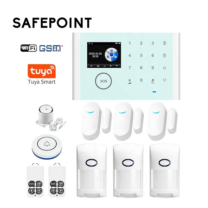 Safepoint Hsg003 Tuya Smart Wifi Gsm Security Alarm System Panel Built-in Siren With 433 Door ...
