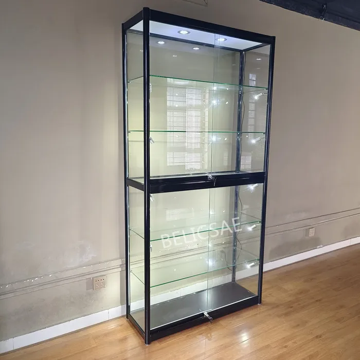 Vitrine Aluminium Et Verre - Showcase with Adjustable Shelves