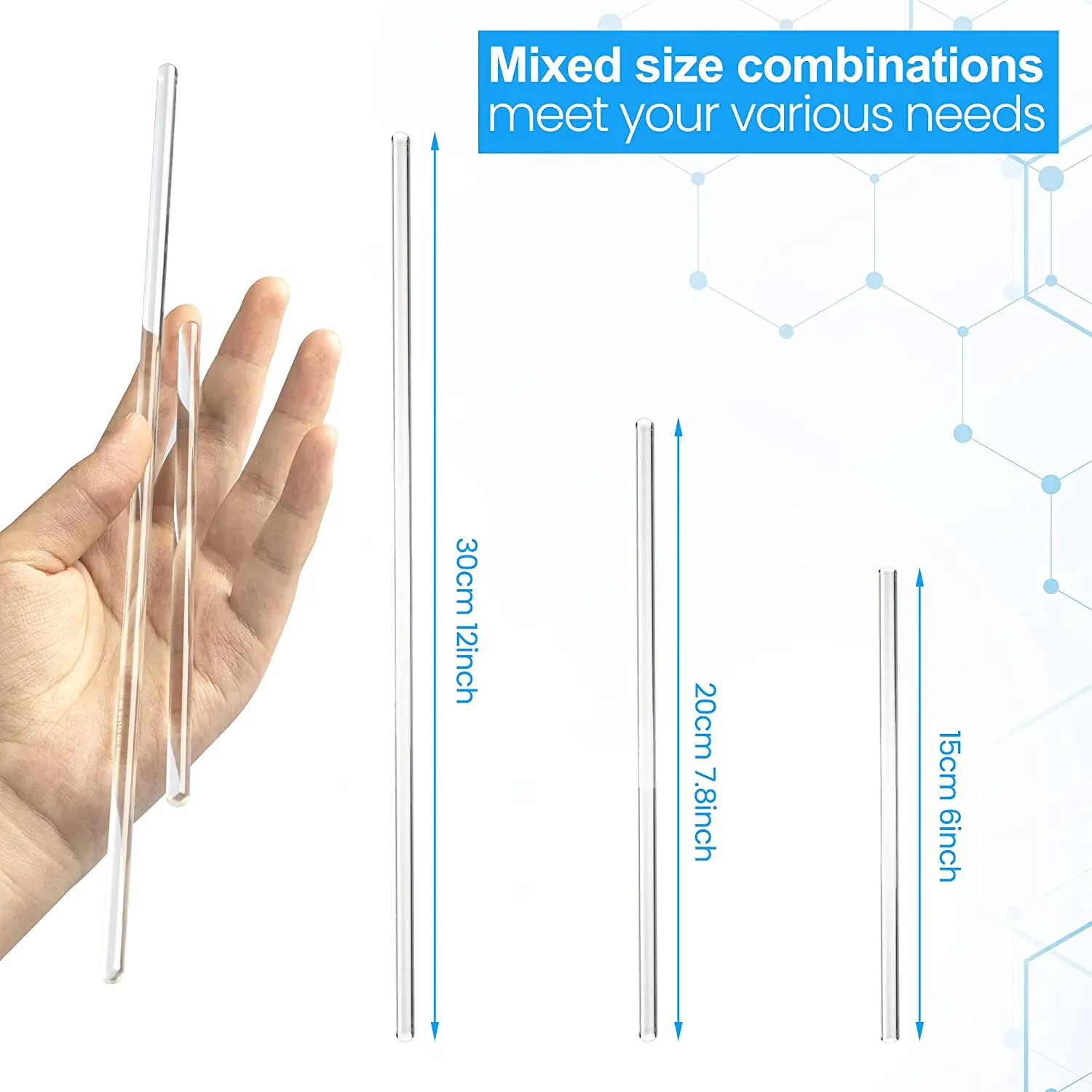 Laboratory Borosilicate Glass Stirring Stick, 150mm-330mm Length, 3 ...