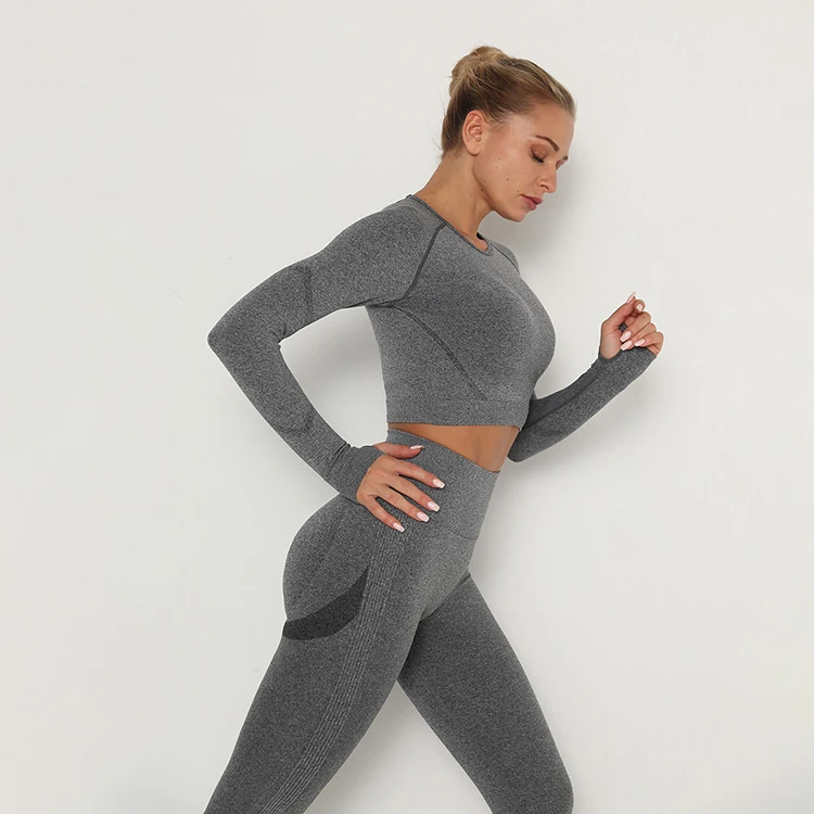 High Quality Custom Long Sleeve Seamless Activewear Gym Sets Clothing 2 ...