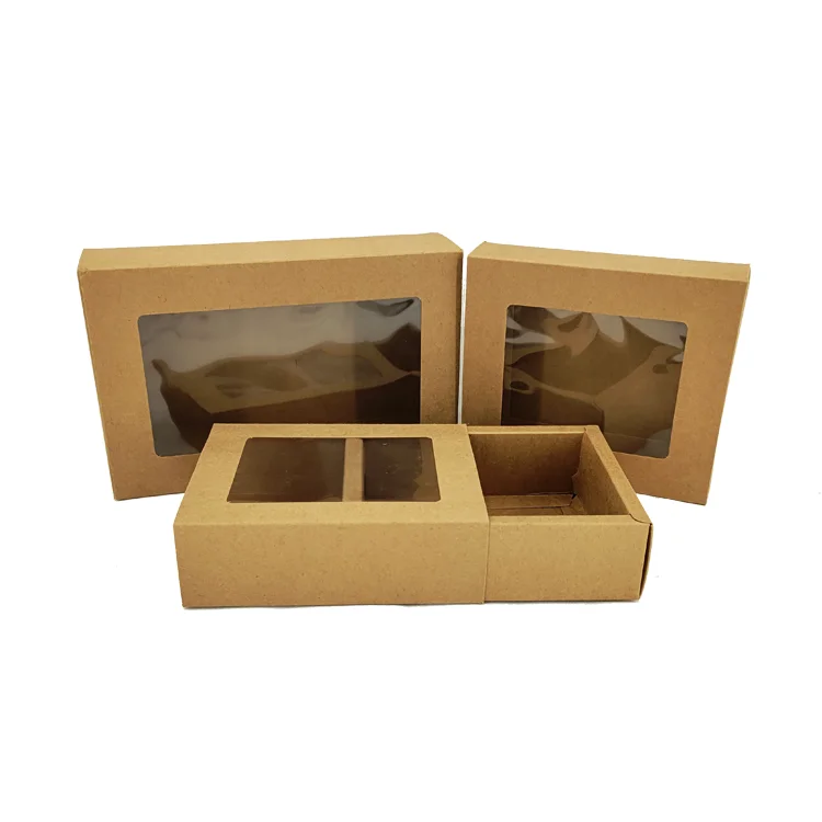 Small Eco Friendly Foldable Kraft Paper Gift Box Sleeve Sliding Drawer ...
