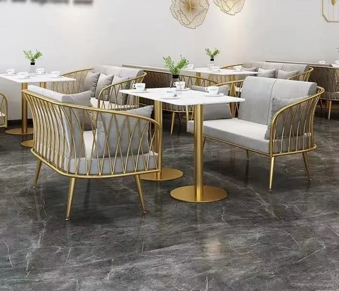 Modern Pink Restaurant Sofa Cafe Table And Chairs Furniture Set ...