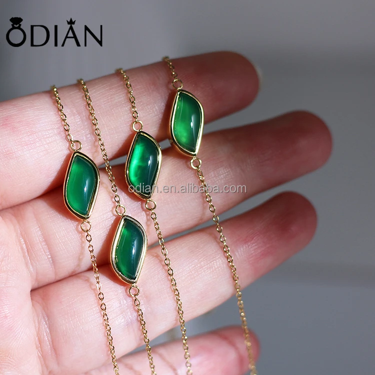 Luxury Jewelry Elegance Greenstone Gold Chain Emerald Necklace For ...