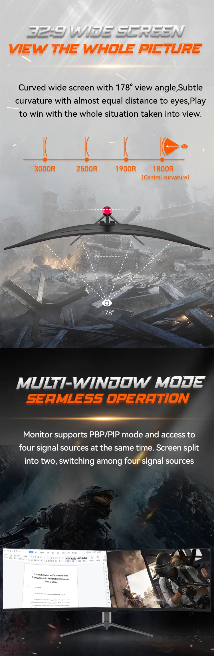 5k Black New 49 Inch Curved Screen Monitor - Wide Color Gamut