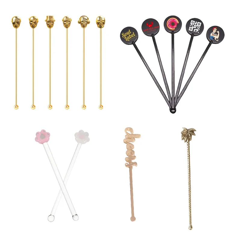 Custom Stainless Steel Drink Stick Metal Stir Swizzle Sticks Cocktail ...