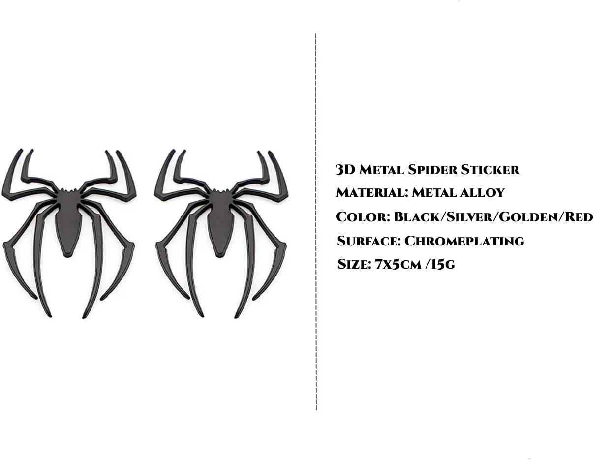 Spider Emblems 3D Logo Metal Spider Badge Sticker Game Console Decal ...