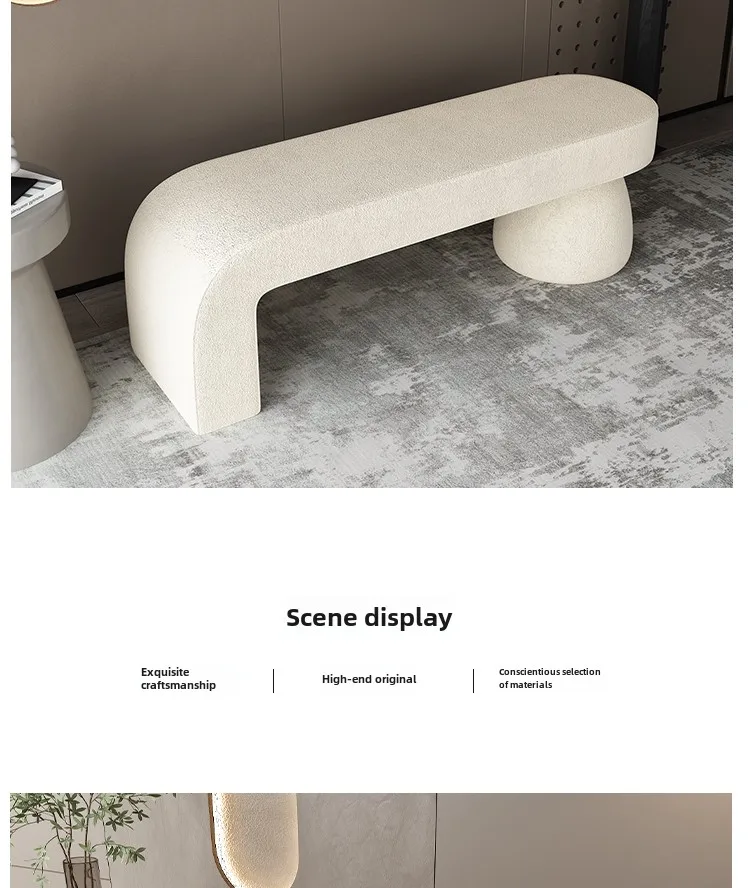 Modern Luxury Cream Velvet Ottoman Stool for Home Use As Bed Tail Bench ...