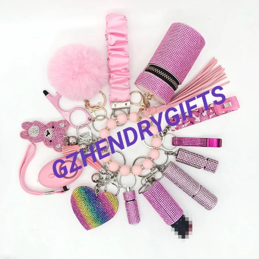 Wholesale Outdoor Glitter Bling Self Defense Keychain Set Tool ...