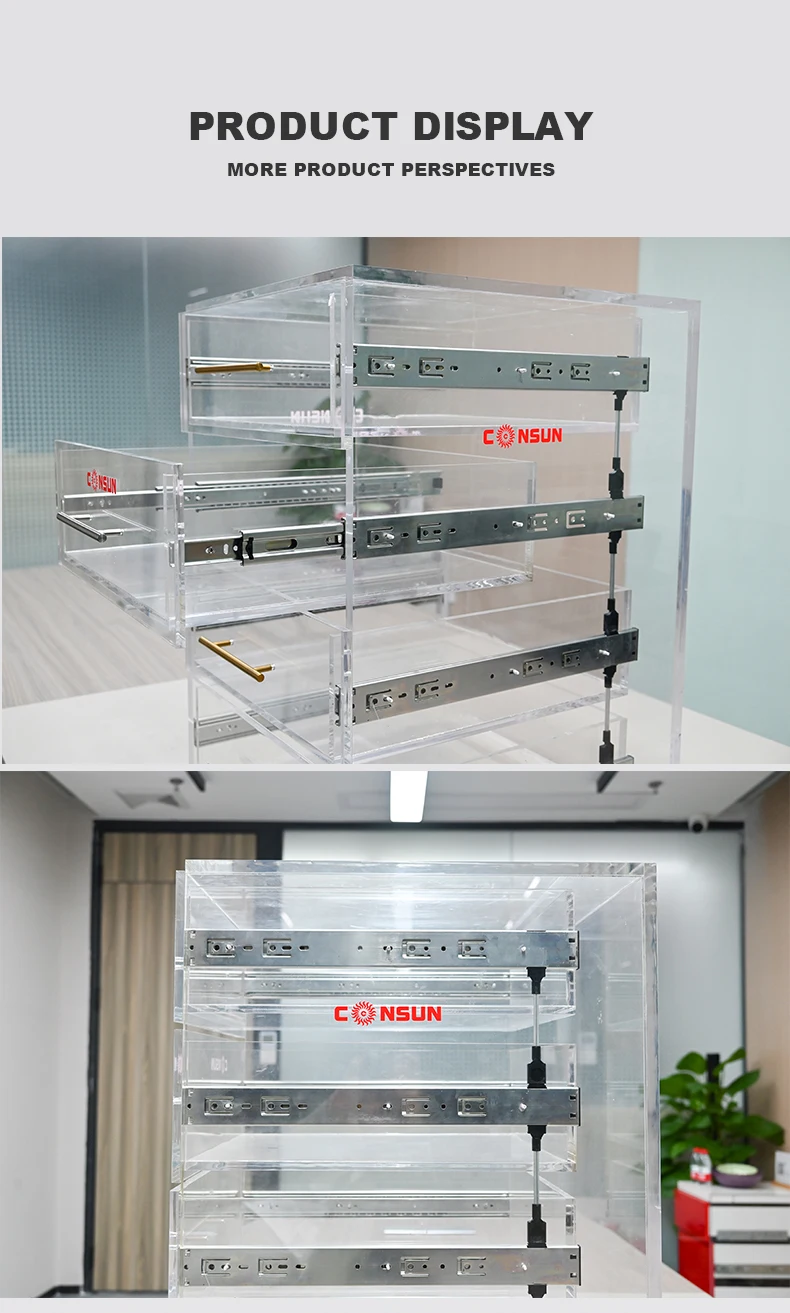 CONSUN Drawer Glide Parts - Soft Closing Anti-Tilt Slides