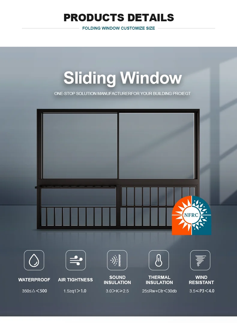 Customized Aluminium Windows Tempered Glass Hurricane Impact Sliding ...