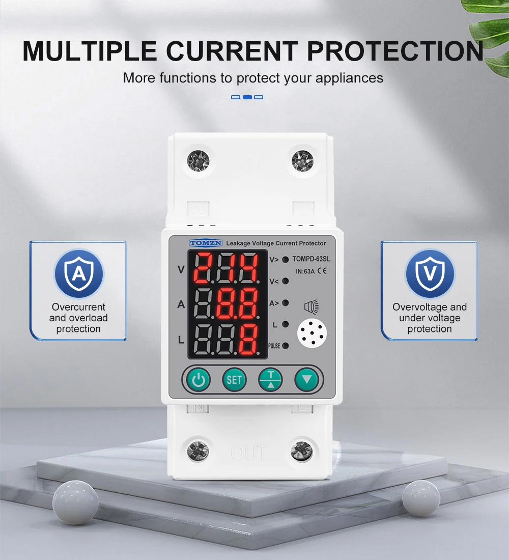 Din Rail 63A Protection Relay for Over/Under Voltage & Surge Protection ...