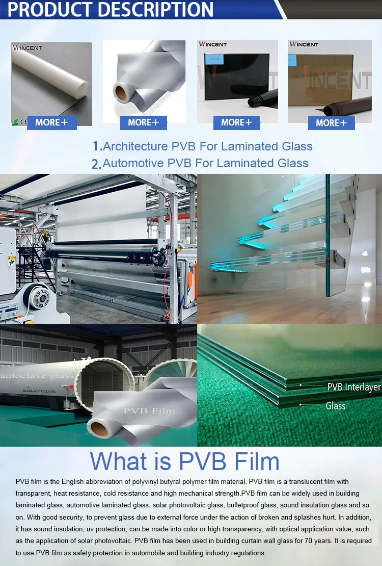 WINCENT Laminated Glass PVB Film 0.38-1.52mm Clear Tinted Safety ...
