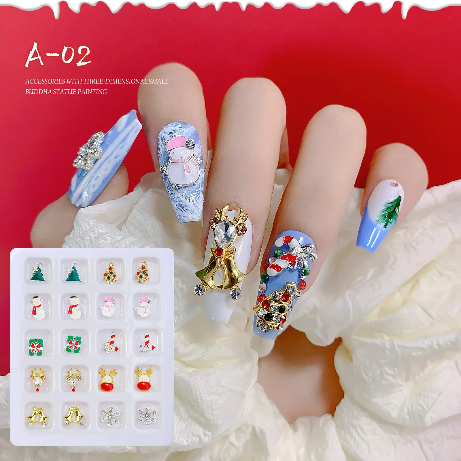 20 Pcs Mixed Design Bling Metal 3d Deer Snowman Metal Alloy Nail Art ...