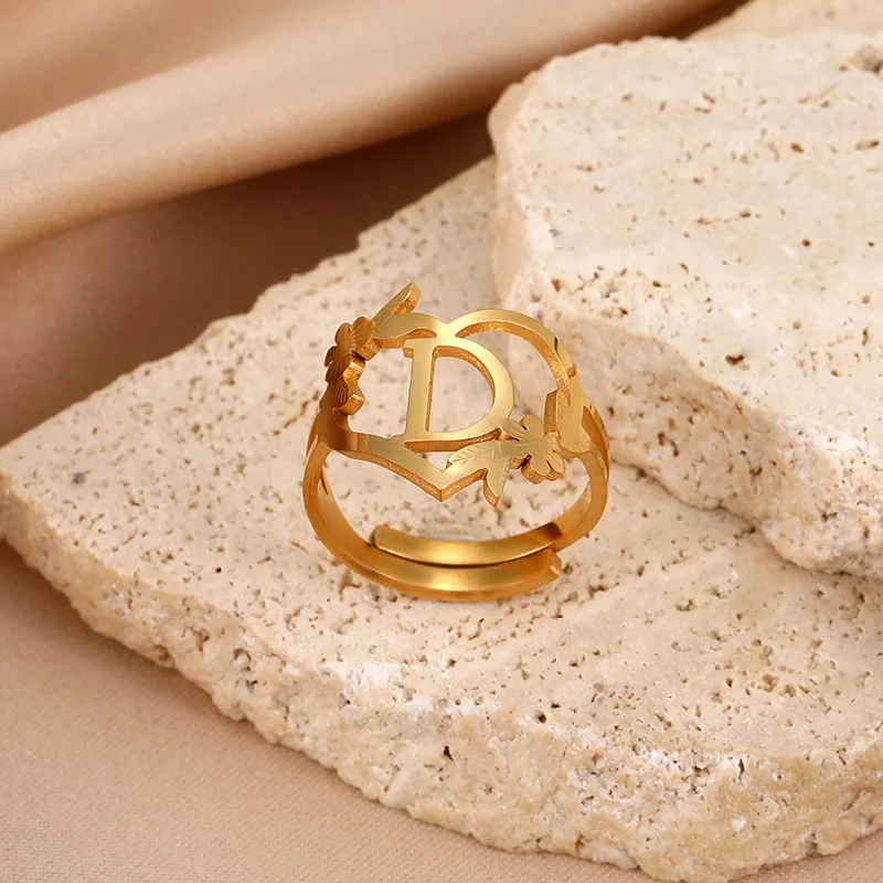 Luxury Statement Stainless Steel 18k Pvd Gold 26 English Letter Open ...