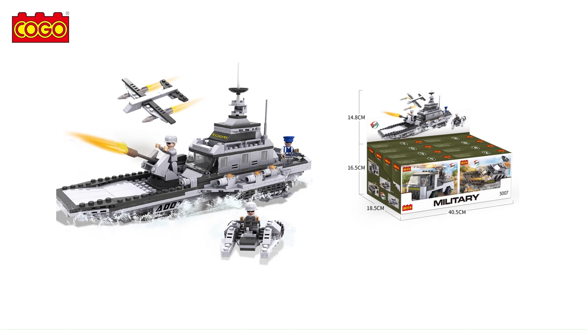 Cogo Military Plane Build Block Set Model Kids Educational Diy Building ...