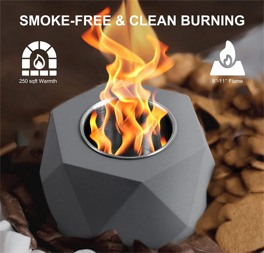 Mini Concrete Fireplace Indoor Outdoor Portable Table Alcohol Fireplace ...