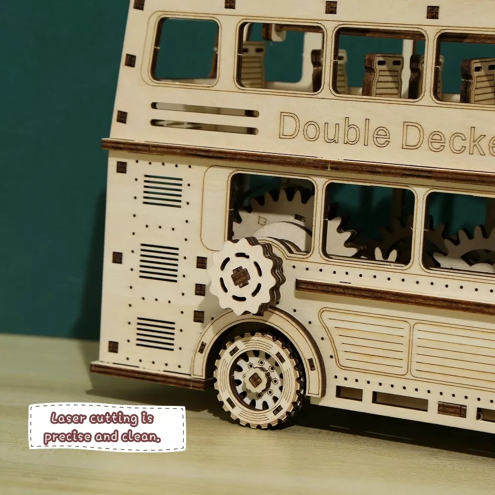 Diy 3d Wooden Puzzle Tour Bus Model For Kids' Development & Oem