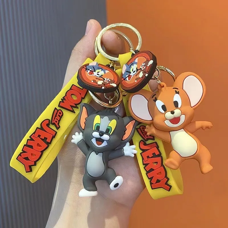 Cartoon Animated 3d Pvc Key Chain Rubber Cat And Mouse Key Ring Cute ...