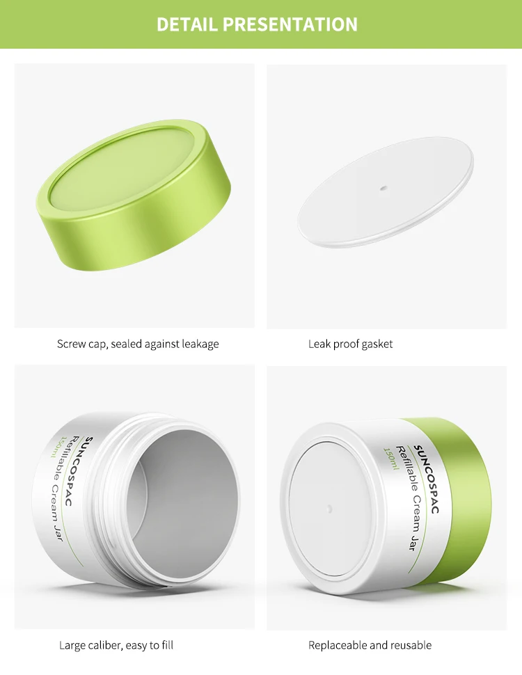 Custom Refillable pp Cream Jars Refillable Jars Cosmetic Face Skincare ...