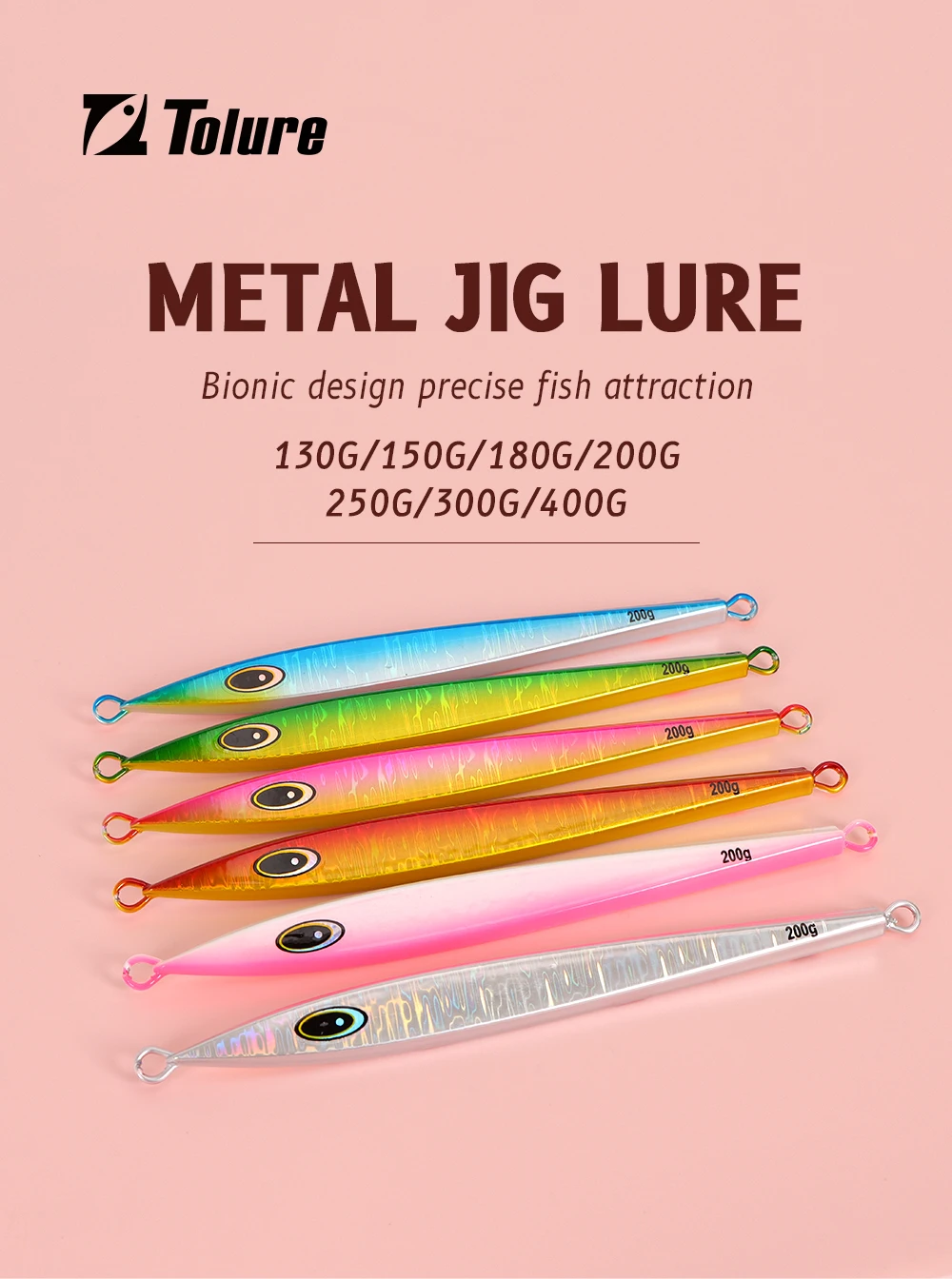 Tolure OEM 130g 150g 180g 200g 250g 300g 400g UV Luminous Vertical Jig ...