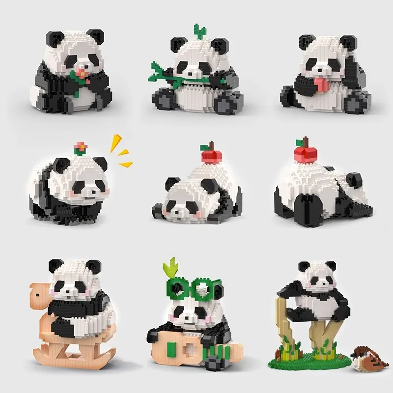 Cute Panda Tiny Particle Blocks Model Building Toys Assembled ...