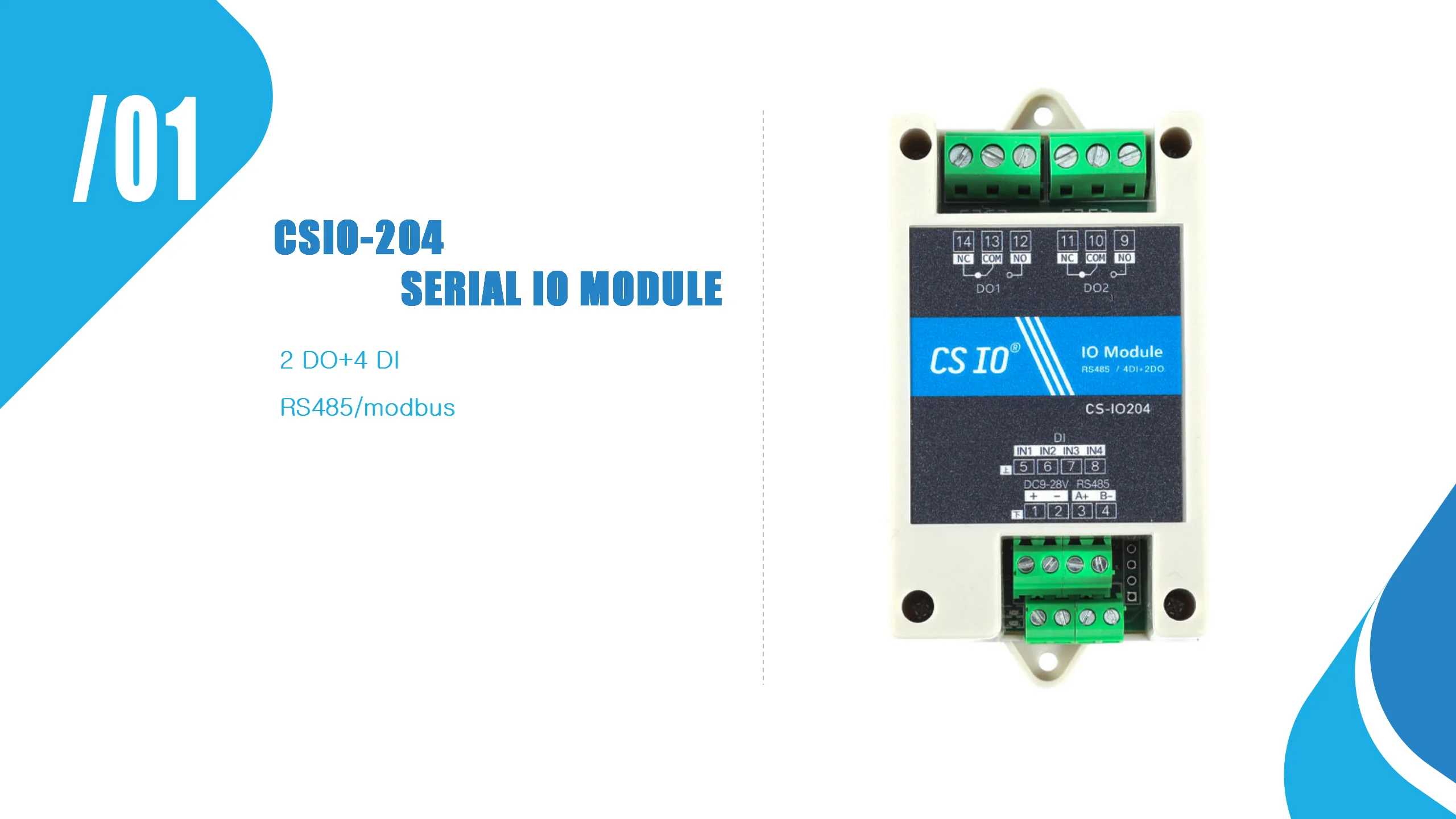 Csio 204 Industrial Rs485 Modbus Io Module With 4 Input 2 Output Serial Relay Support Modbusrtu
