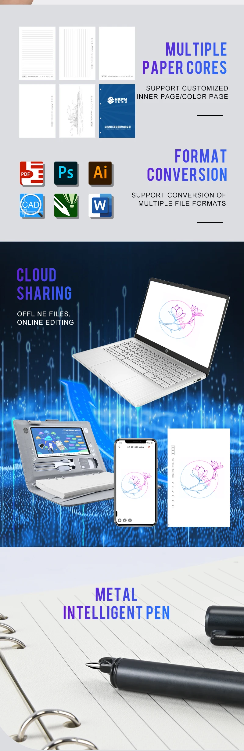 Wifi Smart Pen Notebook Gift Set Diary Wireless Notebook Powerbank ...