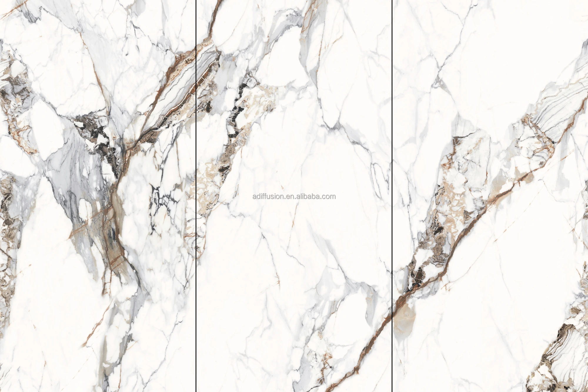 1200x2400x9mm Carreaux White Gold Vein Marble Tile for Dinning Room