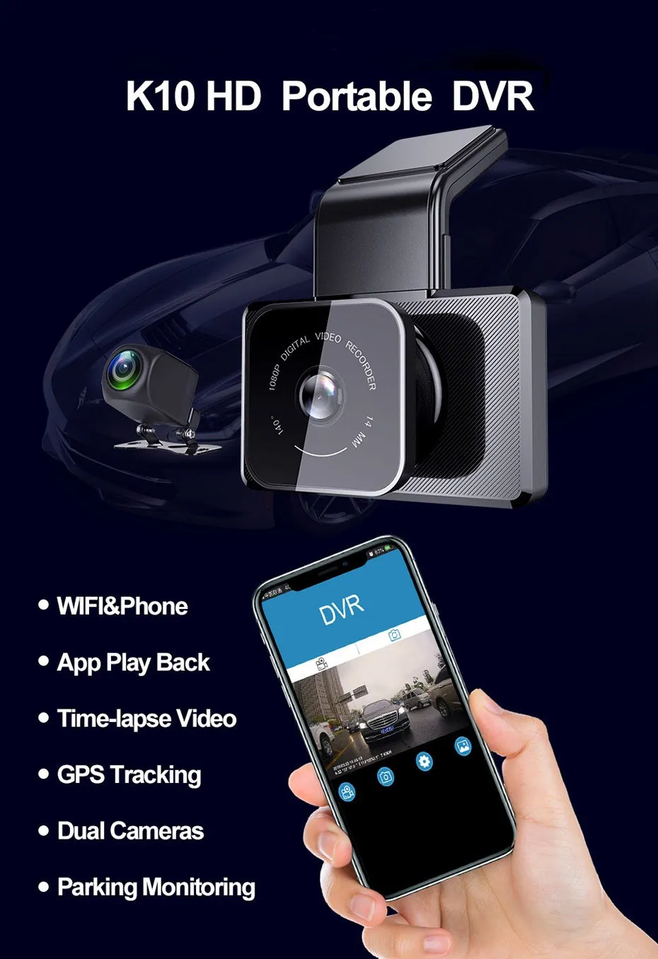Universal 4g Wifi Dash Cam With Gps & Loop Recording, Black Box Dvr