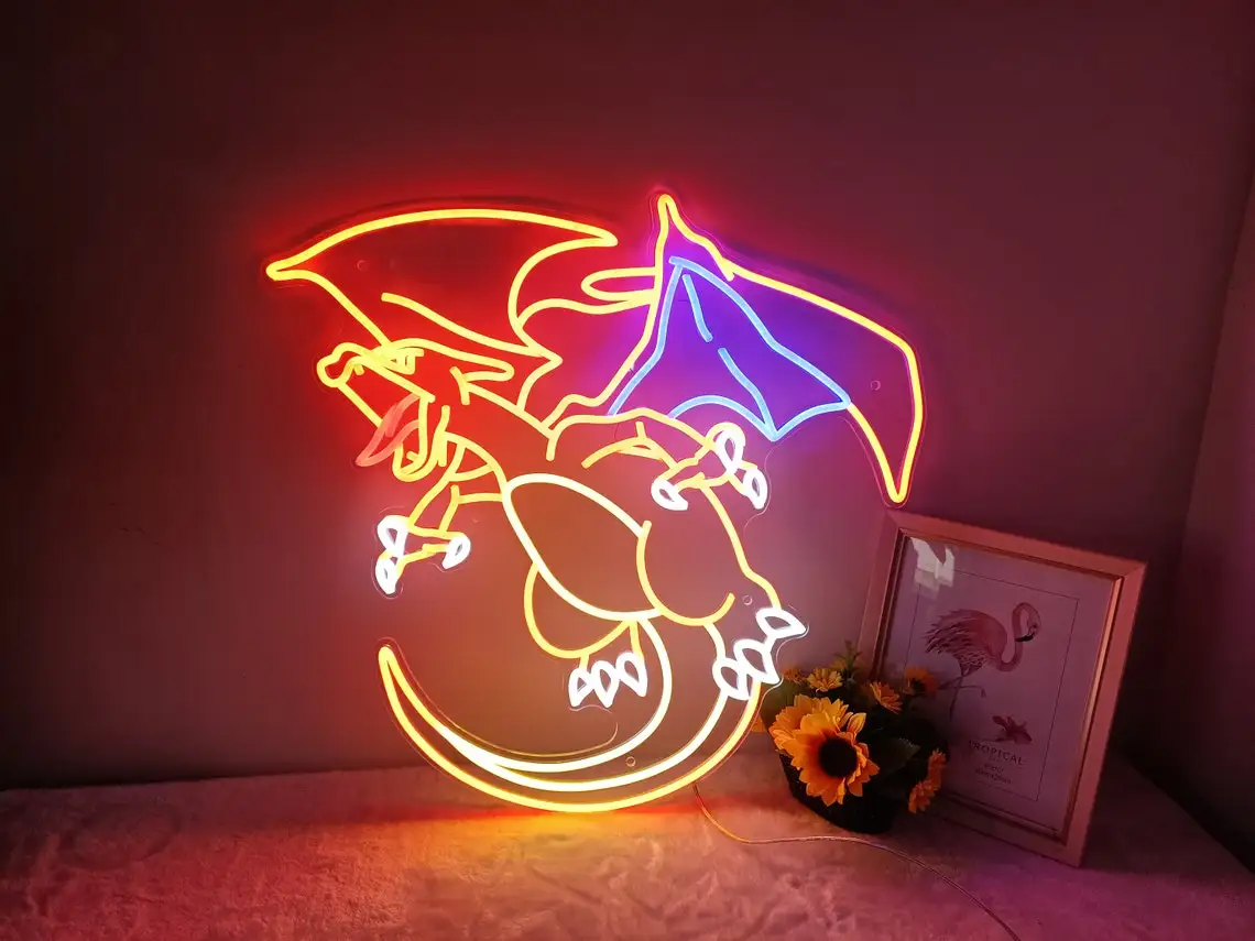 Custom Charizard Anime Logo LED Neon Light Sign for Game Room Decor ...