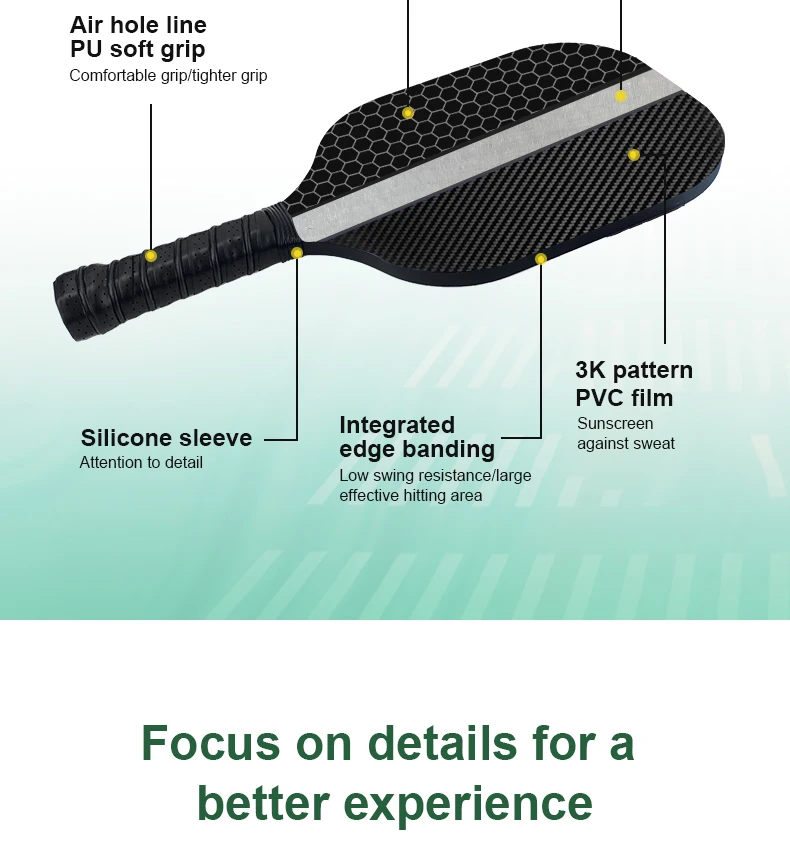 3k Carbon Glass Fiber Pickleball Paddle,16 Mm Edgeless Pickleballs ...