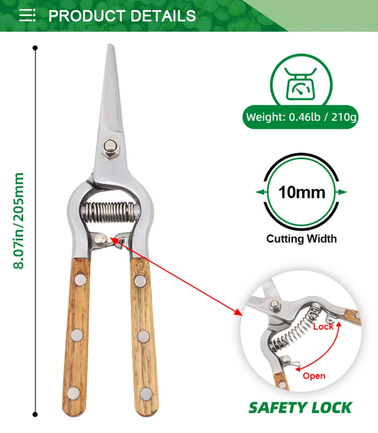 Sunshine Wood Handle 8'' Garden Shear,Plant Pruning Scissors Garden ...