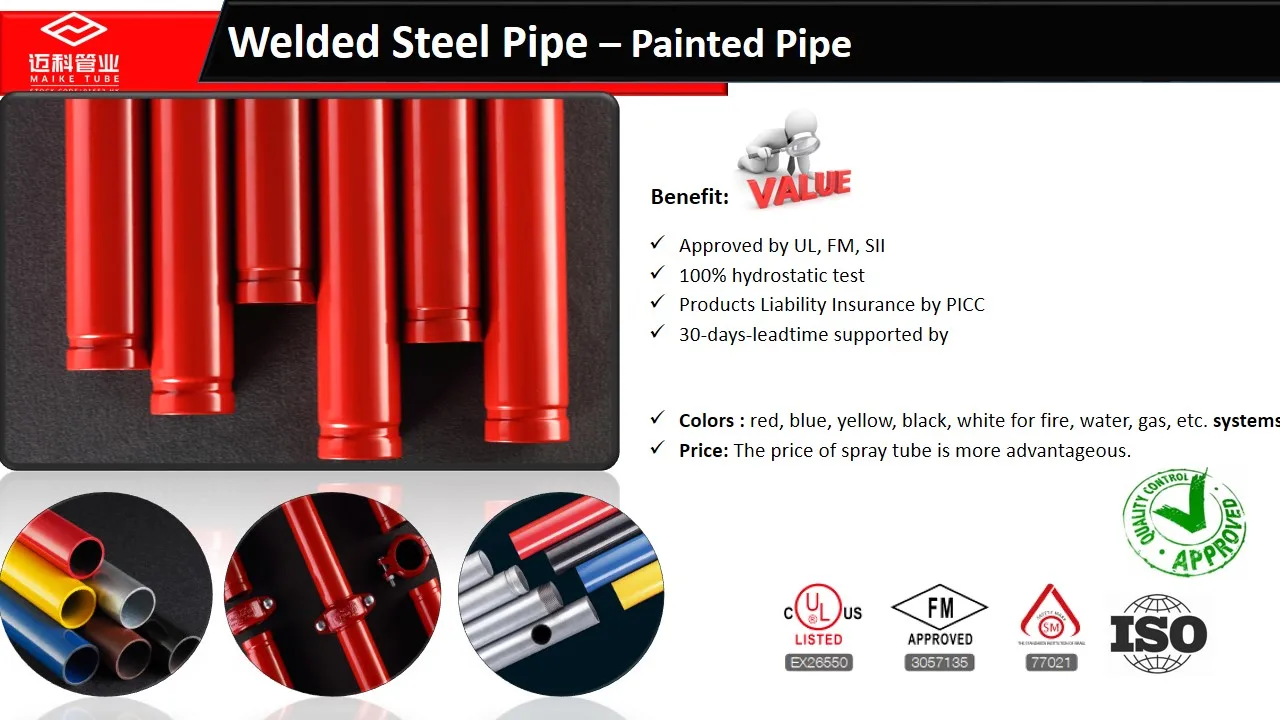 MECH SCH40 UL FM Fire Fighting Painted Welded Mild Steel Pipes