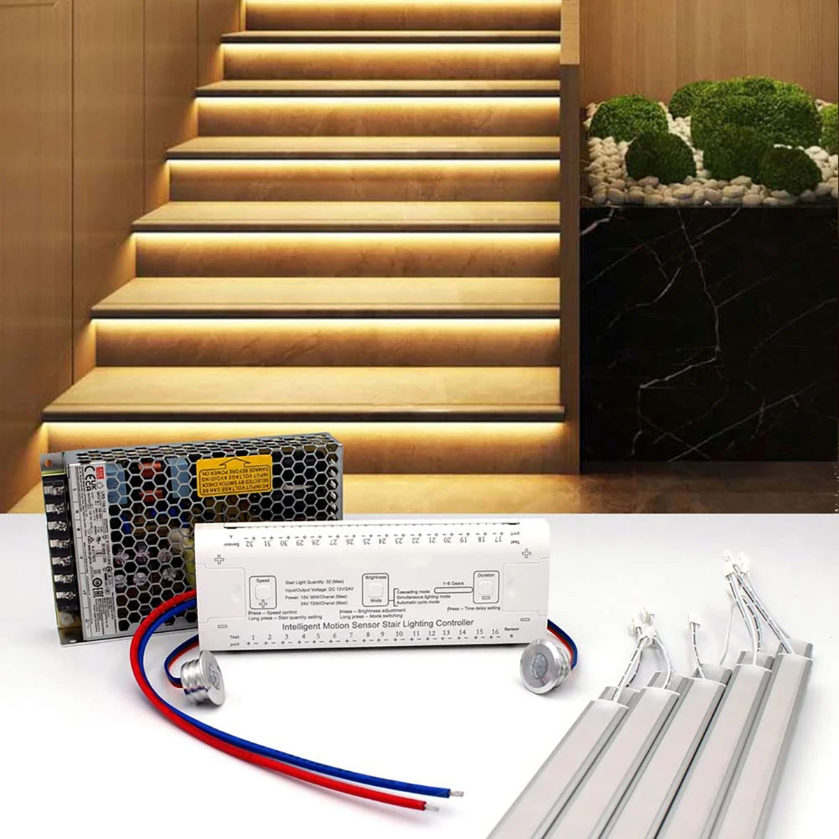 Smart Motion Sensor Led Stair Light Kit Recessed Warm White 3000k ...